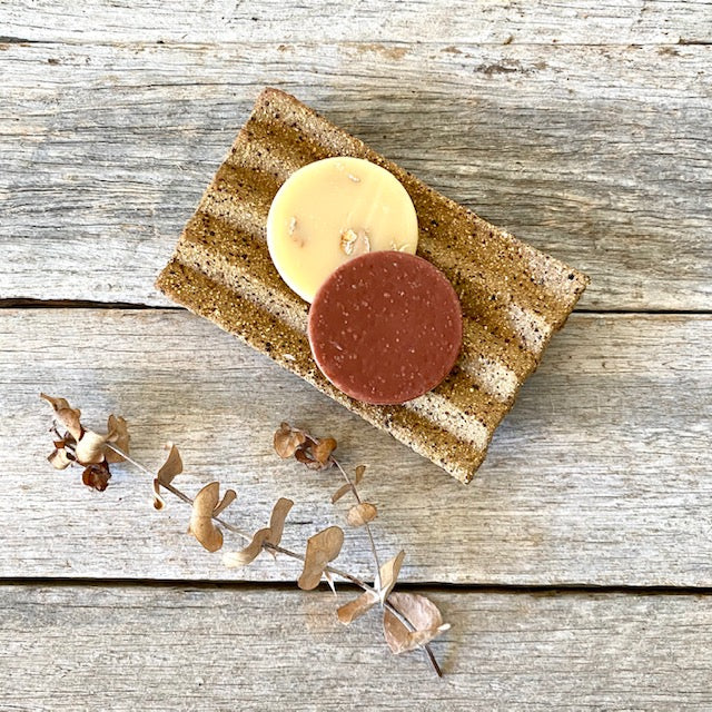 Rustic handmade ceramic soap dish - no glaze - with 2 handmade soaps 1 ...